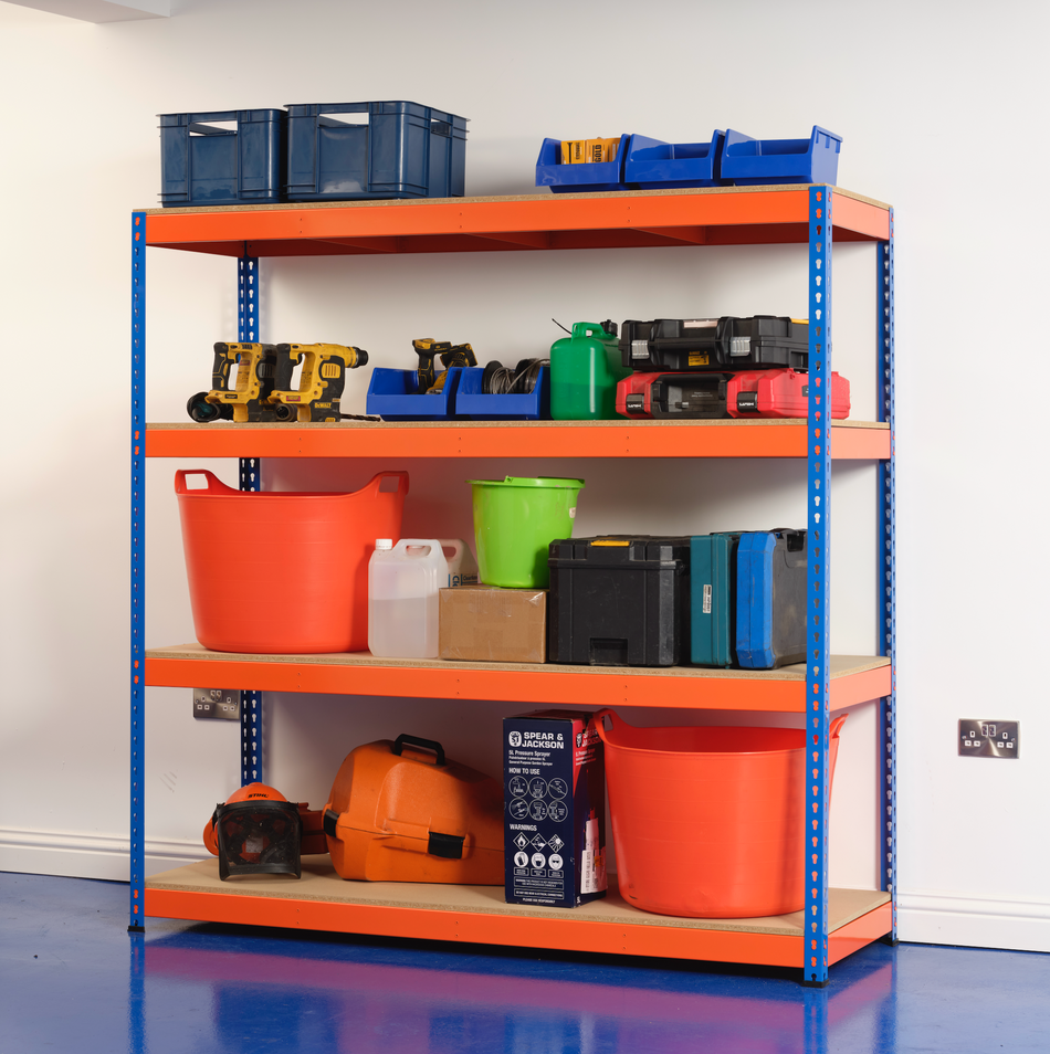 Heavy Duty Industrial Shelving Unit 4 Levels - 1800mm H x 1800mm W x 6 ...