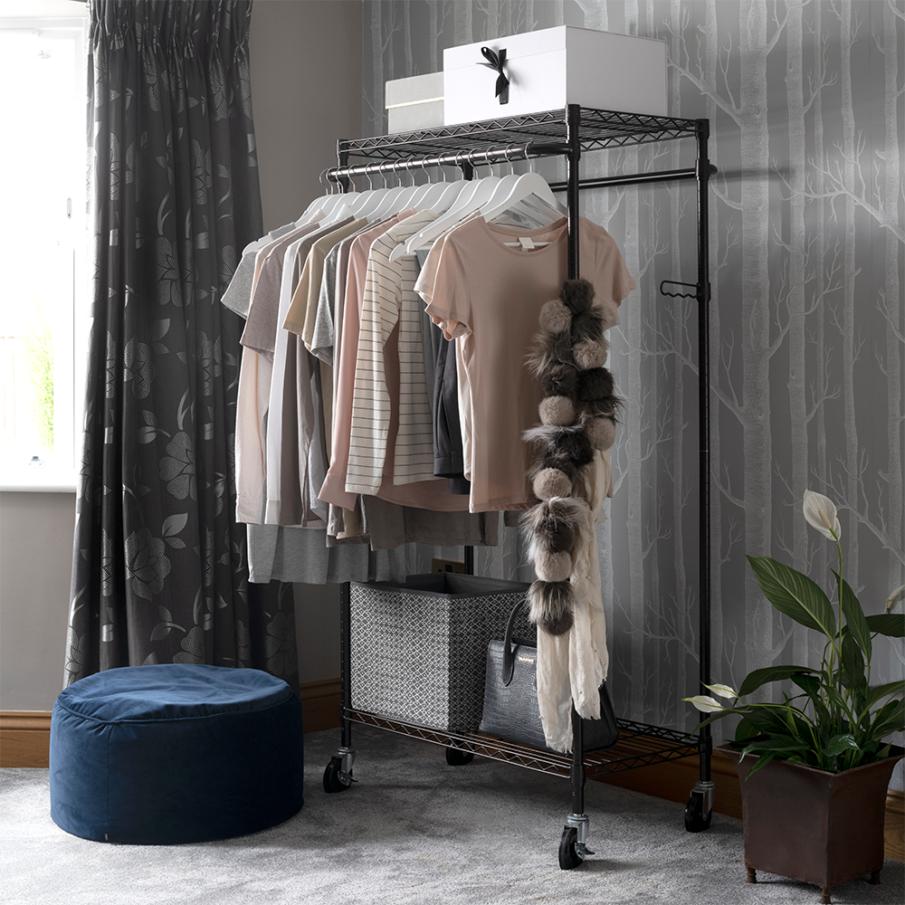 Metal Clothes Trolley Rail on Castors | Racking Solutions